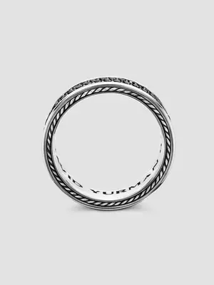 David Yurman Streamline Two Row Band Ring With Pavé Diamonds - Black