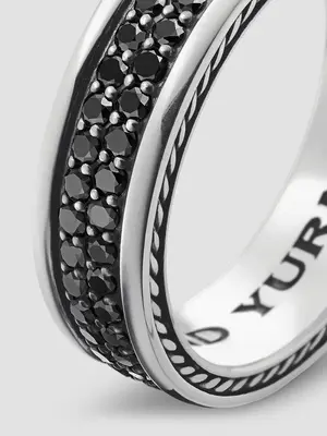 David Yurman Streamline Two Row Band Ring With Pavé Diamonds - Black