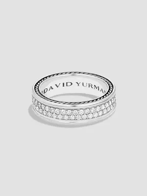 David Yurman Streamline Two Row Band Ring With Pavé Diamonds White