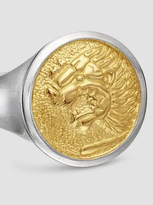 David Yurman Petrvs Lion Pinky Ring In Sterling Silver And 18k Yellow