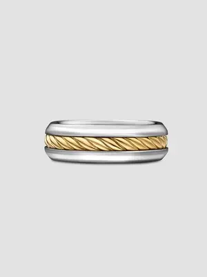 David Yurman Cable Inset Band Ring In Sterling - Silver