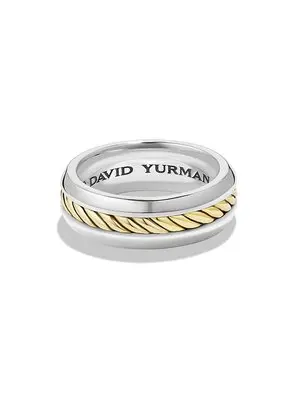 David Yurman Cable Inset Band Ring In Sterling Silver Yellow Gold