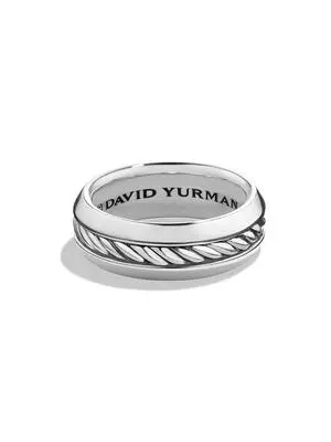 David Yurman Cable Inset Band Ring In 8mm - Sterling Silver