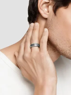 David Yurman Cable Inset Band Ring In 8mm