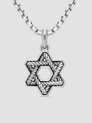David Yurman Cable Star Of David Amulet In 19mm - Silver