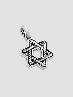 David Yurman Cable Star Of David Amulet In 19mm - Silver
