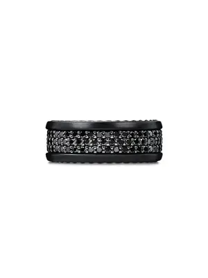 David Yurman Streamline Three Row Band Ring In Titanium With Pavé Diamonds - Black