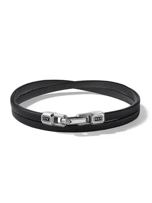 David Yurman Streamline Double Wrap Leather Bracelet - Black