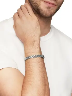 David Yurman Chevron Cuff Bracelet In 9mm - Silver