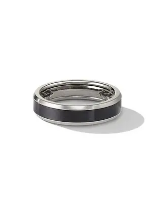 David Yurman Beveled Band Ring In Grey With Black - Titanium