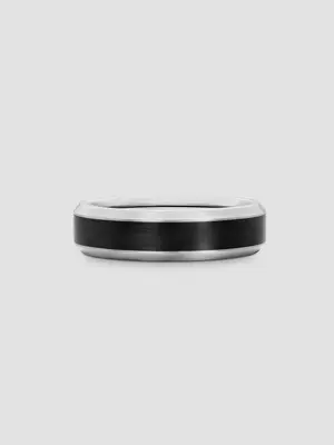 David Yurman Beveled Band Ring In Grey With Black - Titanium