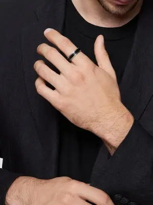 David Yurman Beveled Band Ring In Grey With Black