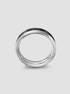 David Yurman Beveled Band Ring In Grey With Black