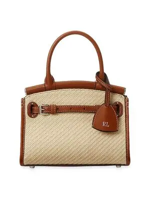 Ralph Lauren Women's Mini RL50 Raffia & Leather Top Handle Bag - Natural - Natural