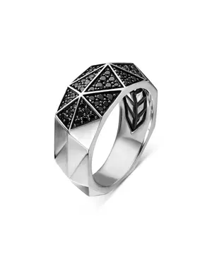 David Yurman Faceted Ring With Black Diamonds