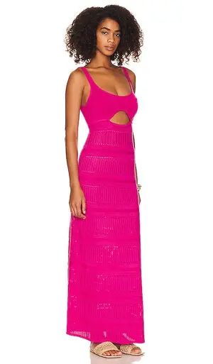 LOVERS AND FRIENDS Tayla Pointelle Maxi Dress In Fuchsia