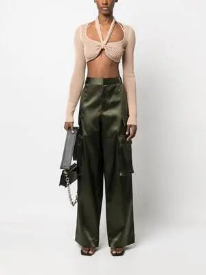 ANDREĀDAMO Open-knit Halterneck Crop Top
