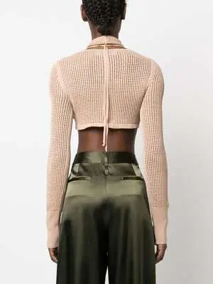 ANDREĀDAMO Open-knit Halterneck Crop Top