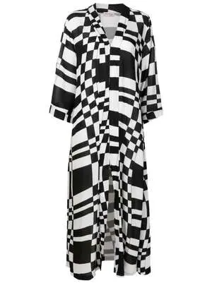 AMIR SLAMA Checked Zip-up Maxi Dress