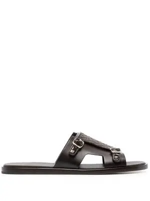 Santoni Interwoven-strap Flat Leather Sandals