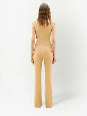 COURREGES Flared-leg Trousers With Embroidered Logo - Neutrals