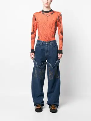 Y/Project Cowboy High Cuff Jeans In Blue - 75% Off | Editorialist
