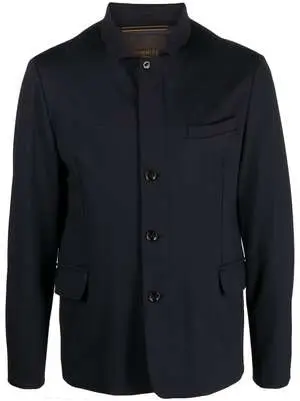 MOORER Camp-collar Single-breasted Coat
