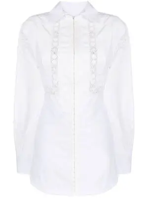 MARINE SERRE Lace-trim Shirtdress - White