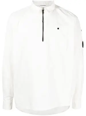 C.P. COMPANY Logo-plaque Half Zip-fastening Shirt - White