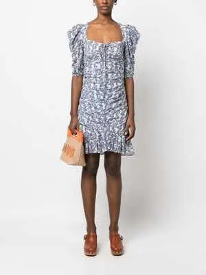 MARANT ETOILE Floral Print Ruched Mini Dress