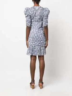 MARANT ETOILE Floral Print Ruched Mini Dress