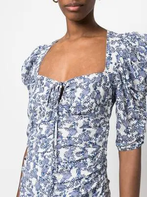 MARANT ETOILE Floral Print Ruched Mini Dress