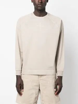 Stone Island Logo-embroidered Cotton Sweatshirt - Neutrals