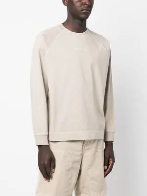 Stone Island Logo-embroidered Cotton Sweatshirt - Neutrals