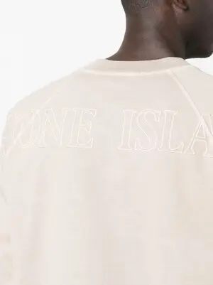 Stone Island Logo-embroidered Cotton Sweatshirt - Neutrals
