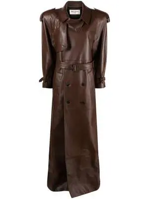 Saint Laurent Double-breasted Leather Trench Coat