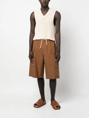JIL SANDER Cargo Cotton Shorts - Brown