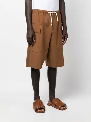 JIL SANDER Cargo Cotton Shorts - Brown
