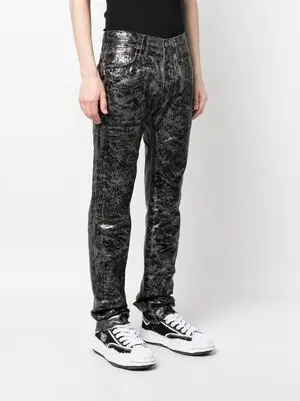 GALLERY DEPT. Abstract-print Metallic Straight-leg Jeans
