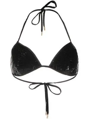 TOM FORD Crocodile-effect Leather Bralette Top - Black