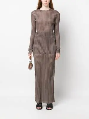 LUDOVIC DE SAINT SERNIN Striped Maxi Skirt