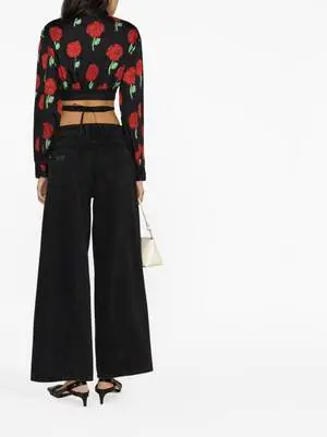 Versace Floral-print Cropped Blouse