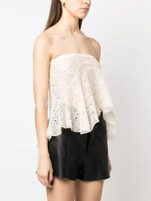Dsquared2 Broderie-anglaise Draped Strapless Top