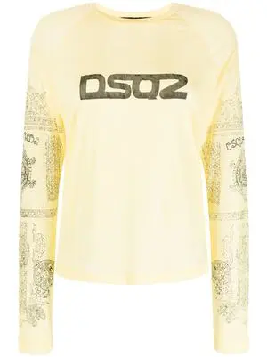 Dsquared2 Logo-print Long-sleeve Top - Yellow