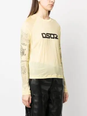 Dsquared2 Logo-print Long-sleeve Top - Yellow