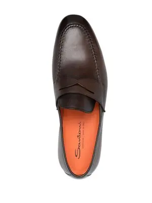 Santoni Penny-slot Leather Loafers