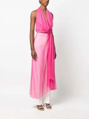 Alberta Ferretti Knotted Halterneck Top