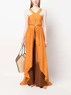 Alberta Ferretti Long Draped Silk Top