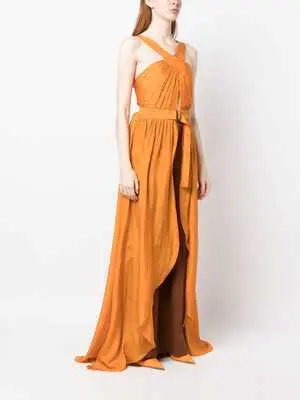 Alberta Ferretti Long Draped Silk Top