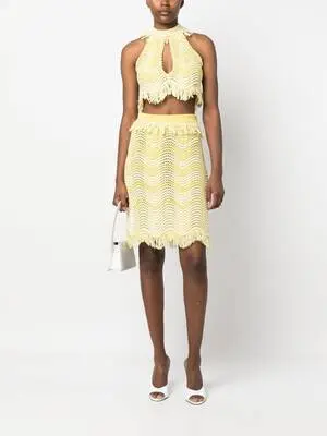 GENNY Fringe-detail Knitted Skirt
